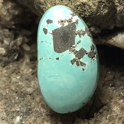 22 Ct Natural, Untreated, Backed Lone Mountain Turquoise Gemstone ...