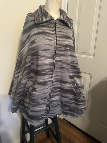 Le Moda Fleece Cape Wrap Poncho Gray Dye Grannycore Cozycore Minimalist ...