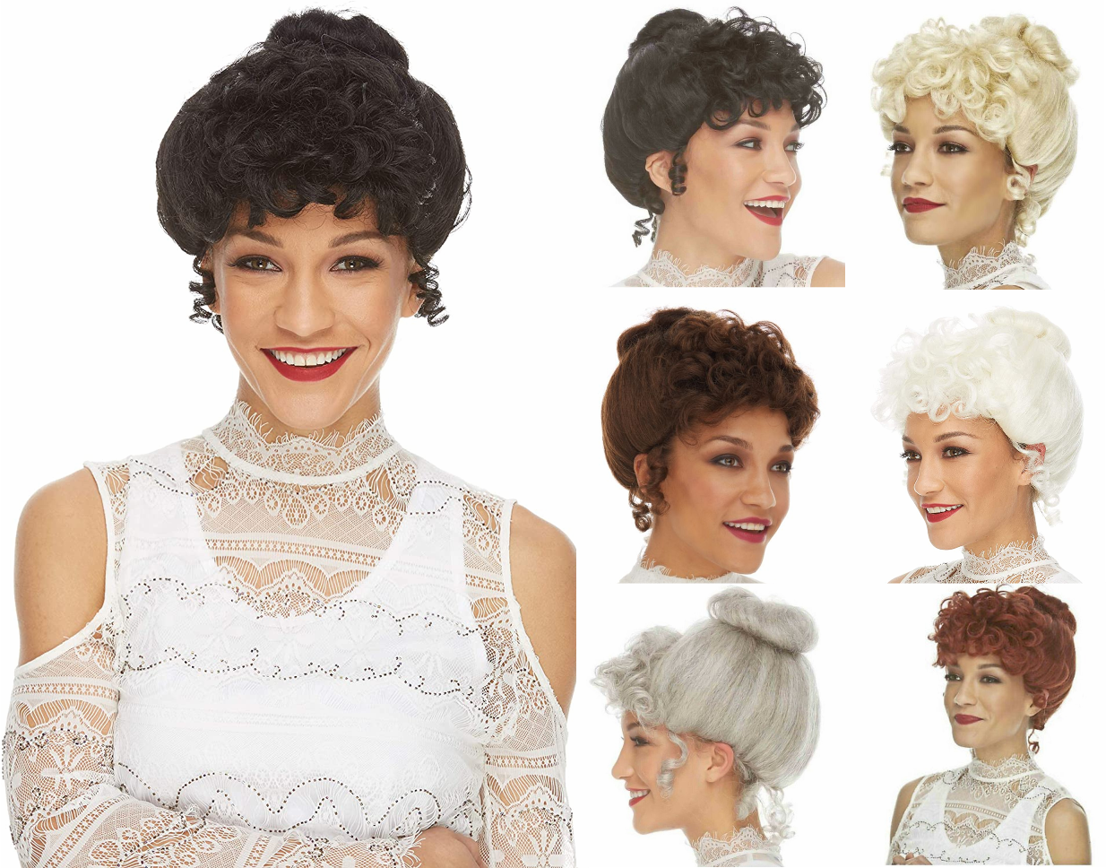 1900 GIBSON GIRL COSTUME WIG UPSWEEP VICTORIAN LADY CURLY BUN OLD WEST ...