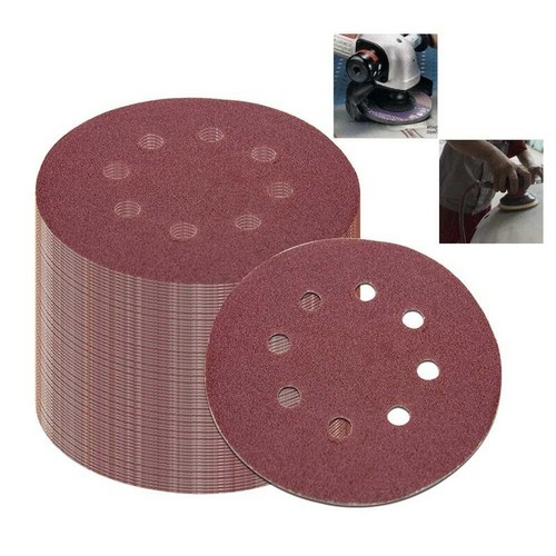 100Pcs 5 Inch 125Mm Sandpaper Eight Hole Disk Sand Sheets Grit 40/60/80 ...
