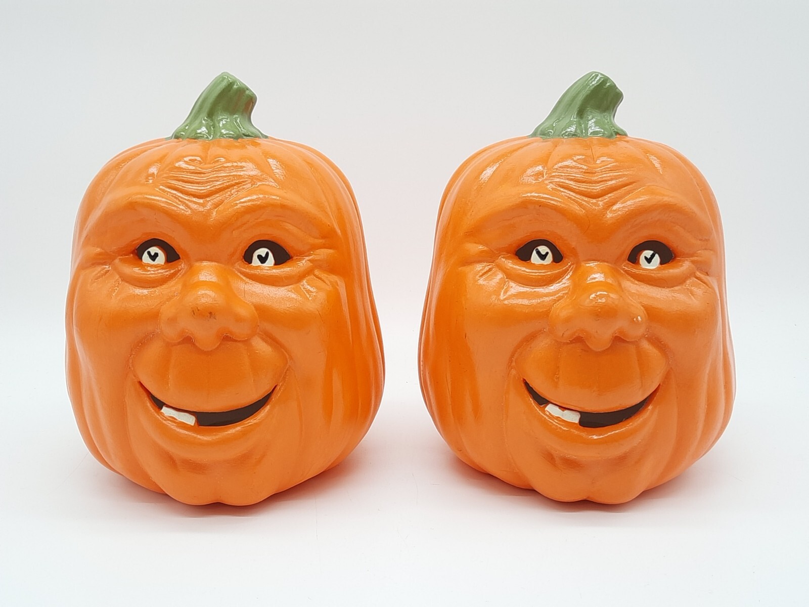 2 Vintage Ceramic Jack O Lantern Candle Pumpkin Halloween 6½" Hand ...