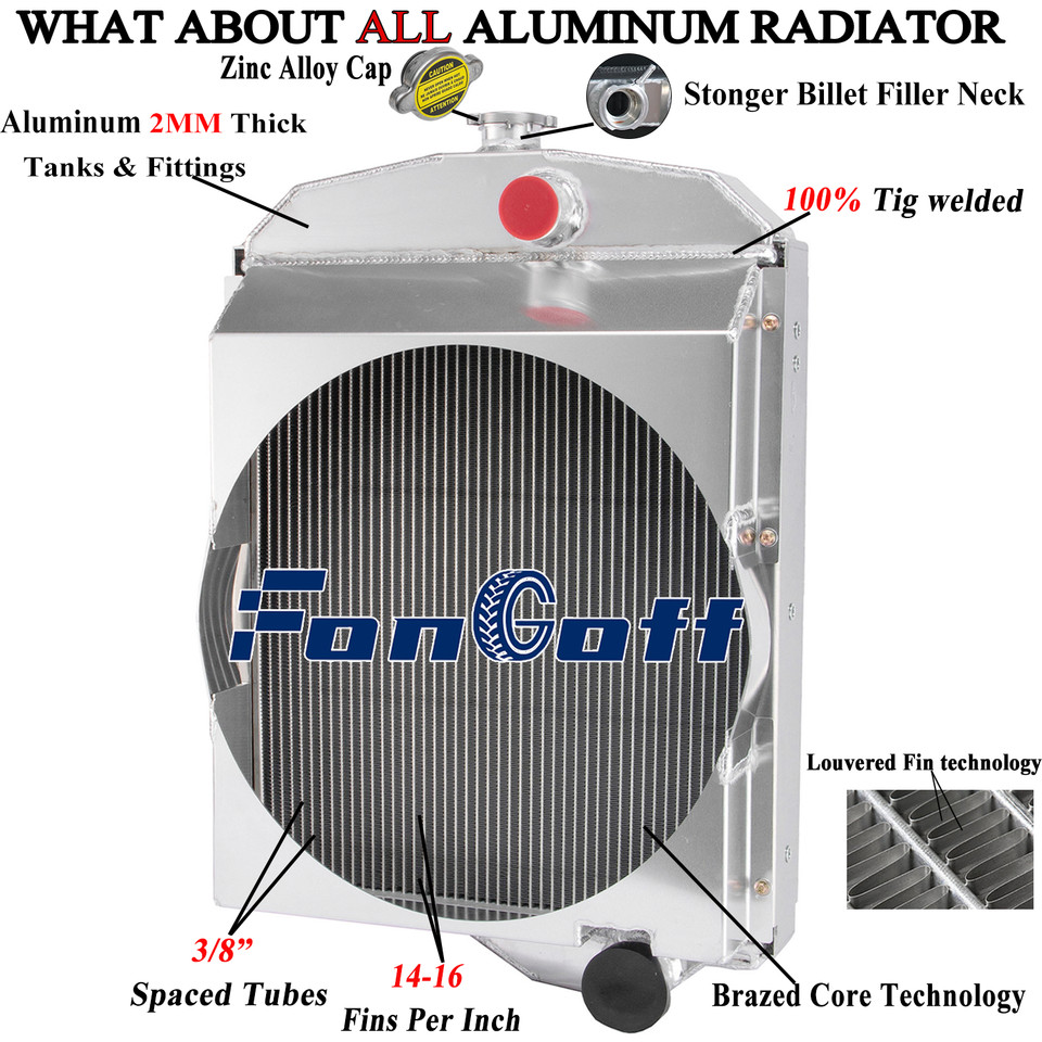 3 Row Aluminum Radiator Fits Oliver 1550 1555 1600 1655 1650 163342AA ...