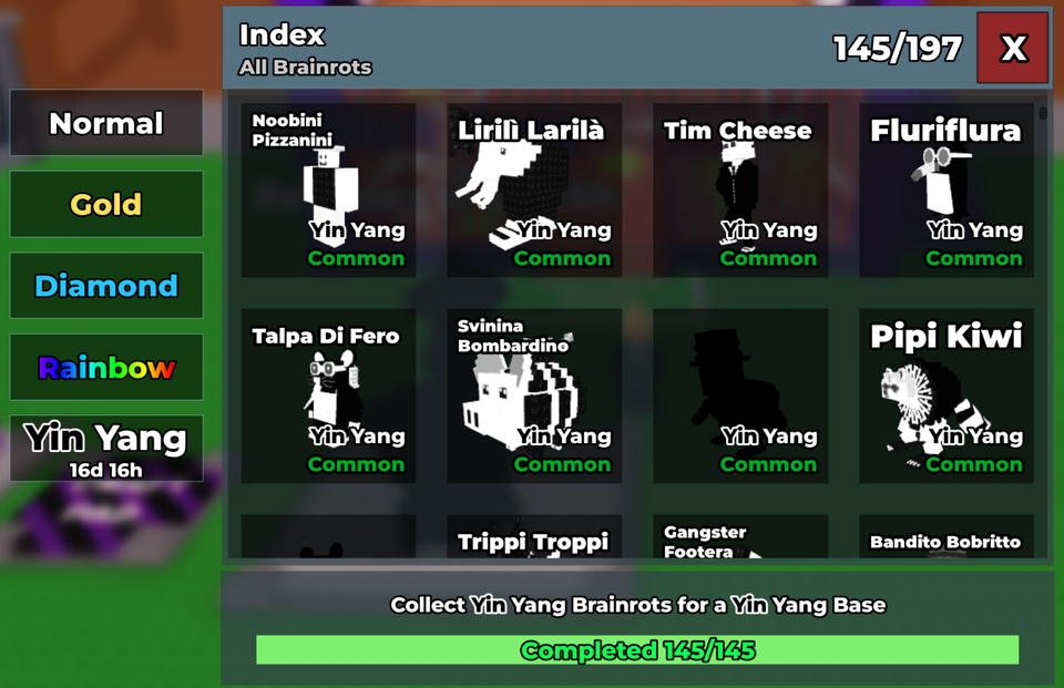 Ends Saturday! Yin Yang base unlock index 170/170 Steal a Brainrot | eBay