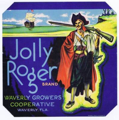 jolly rogers, original new york orange crate label, pirate, gun ...