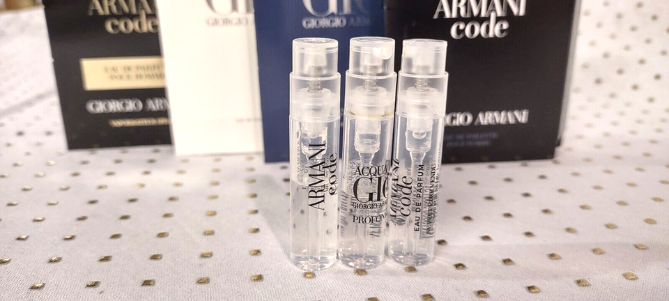4 pk ARMANI CODE PARFUM, ACQUA DI GIO, PROFONDO, Men's Cologne SAMPLES ...