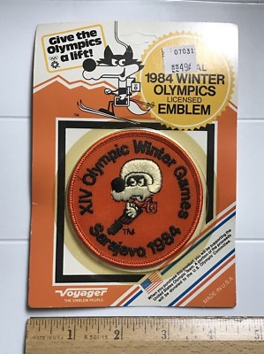 NOS 1984 Sarajevo Olympics Vucko Mascot Voyager Embroidered Round Patch ...