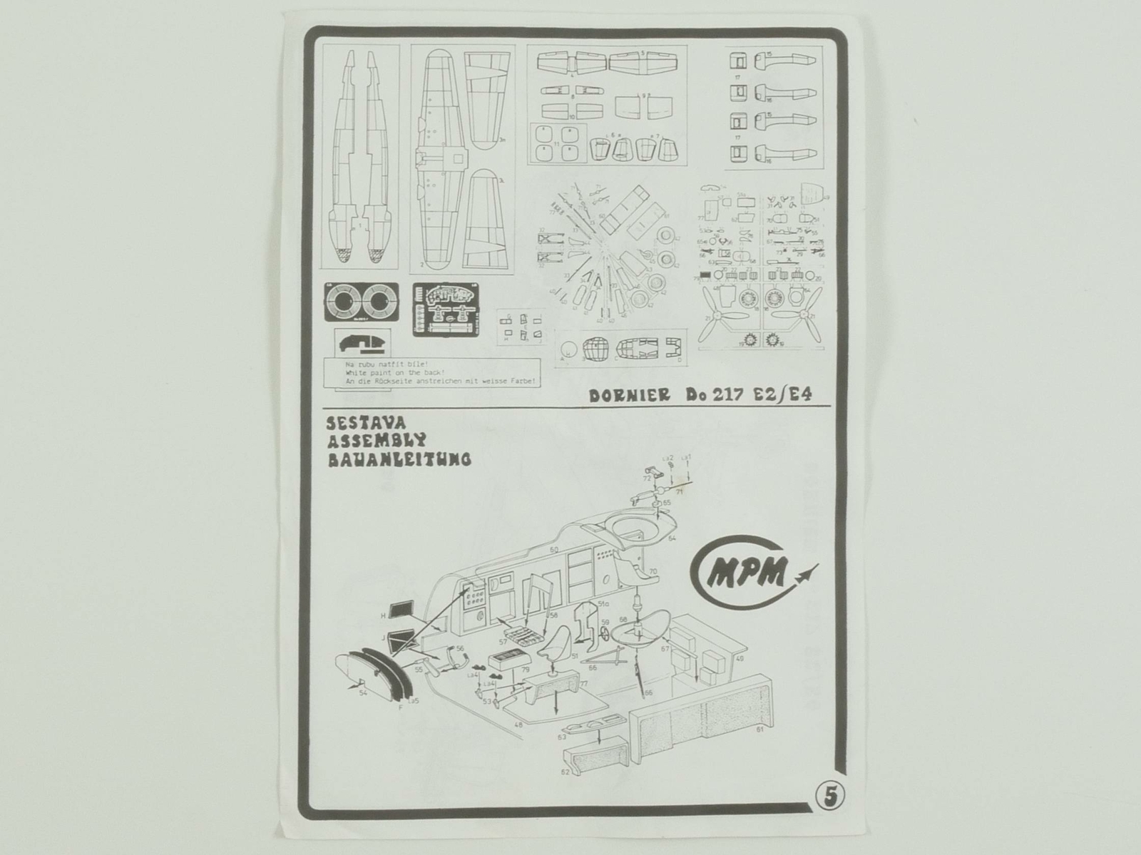 Mpm 48019 Dornier Do 217E Vacuform Aircraft Model Kit 1:48 OVP 1612-14 ...