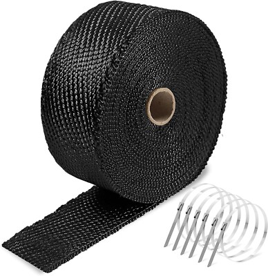 Black Exhaust Heat Tape Wrap 2”x 50 Ft Fiberglass Header Turbo Heat ...