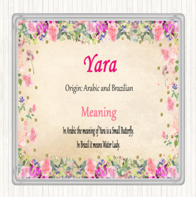 Yara Name Meaning Drinks Mat Coaster Floral | eBay