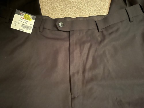 Mens Slacks Roundtree & Yorke Flat Front Black Sz 44x29 expandable ...