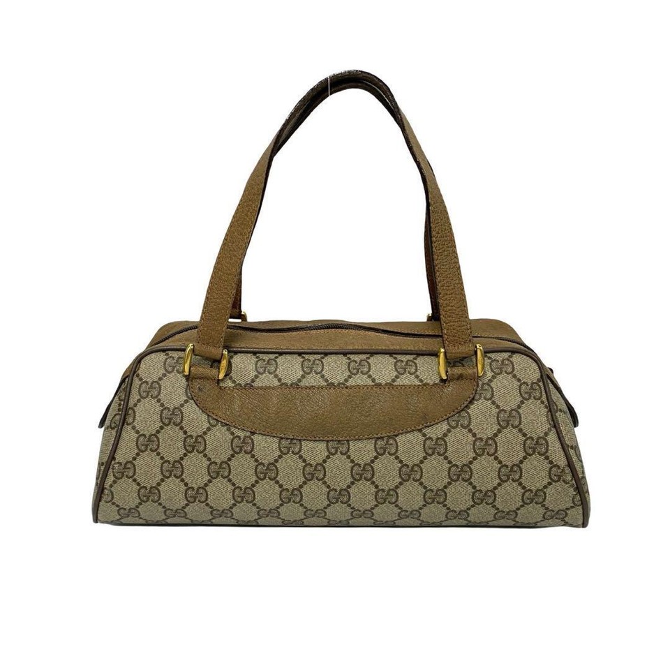 GUCCI Hand Bag PVC Leather GG Logo Gold Hardware Vintage Authentic From ...