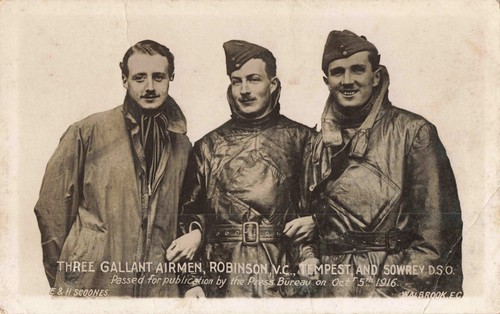 WW1 postcard Royal Flying Corps Victoria Cross Robinson Tempest Sowrey ...