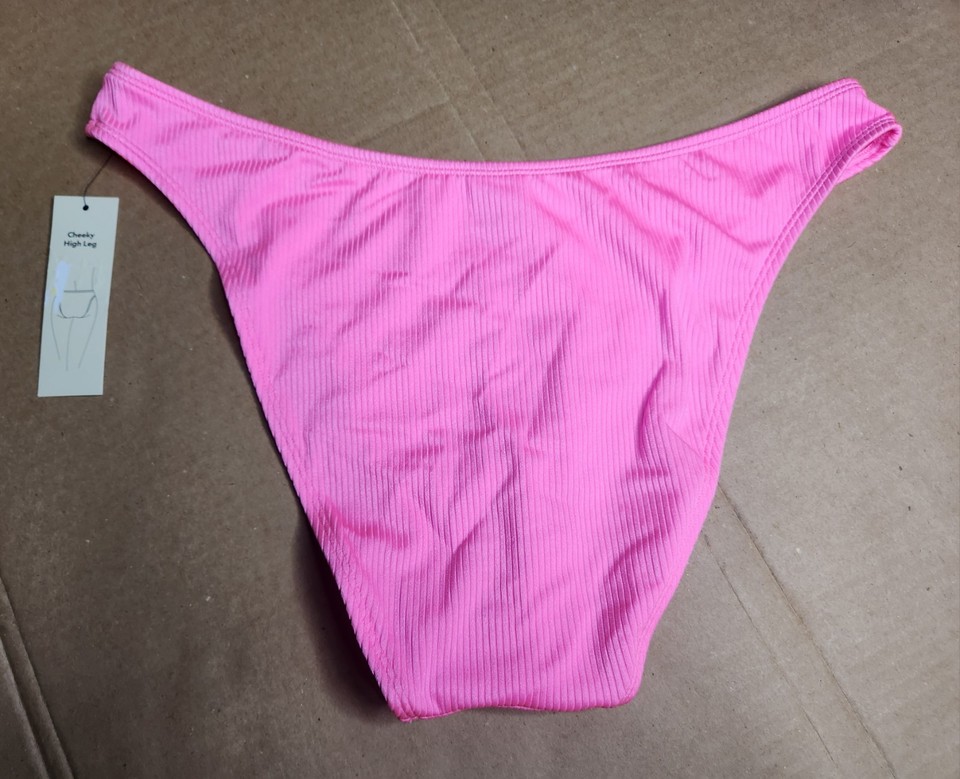 No Boundaries Women's L 14-16 Cheeky High Leg Bikini Swim Bottom Ribbed ...