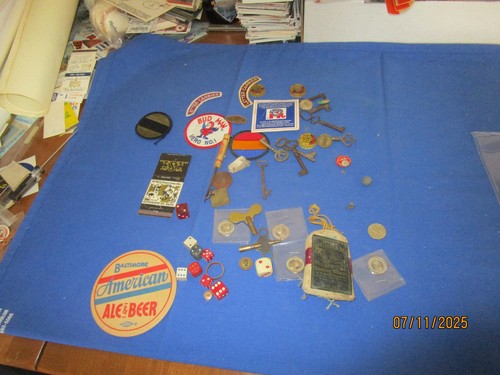 Vintage junk drawer lot Keys coaster Patch Military Dice ++++++ | eBay