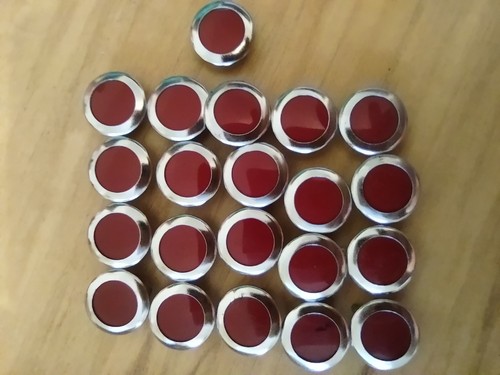 Lot of 21 Red Round Button Covers, Snap On Metal Backing | eBay