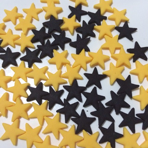 Edible Sugar Stars Cake Toppers Yellow & Black Or Choose Your Own Color ...