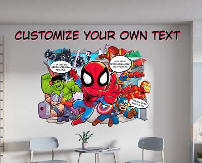Personalized Spider-man Avengers Superhero Comics Text Wall Stickers ...