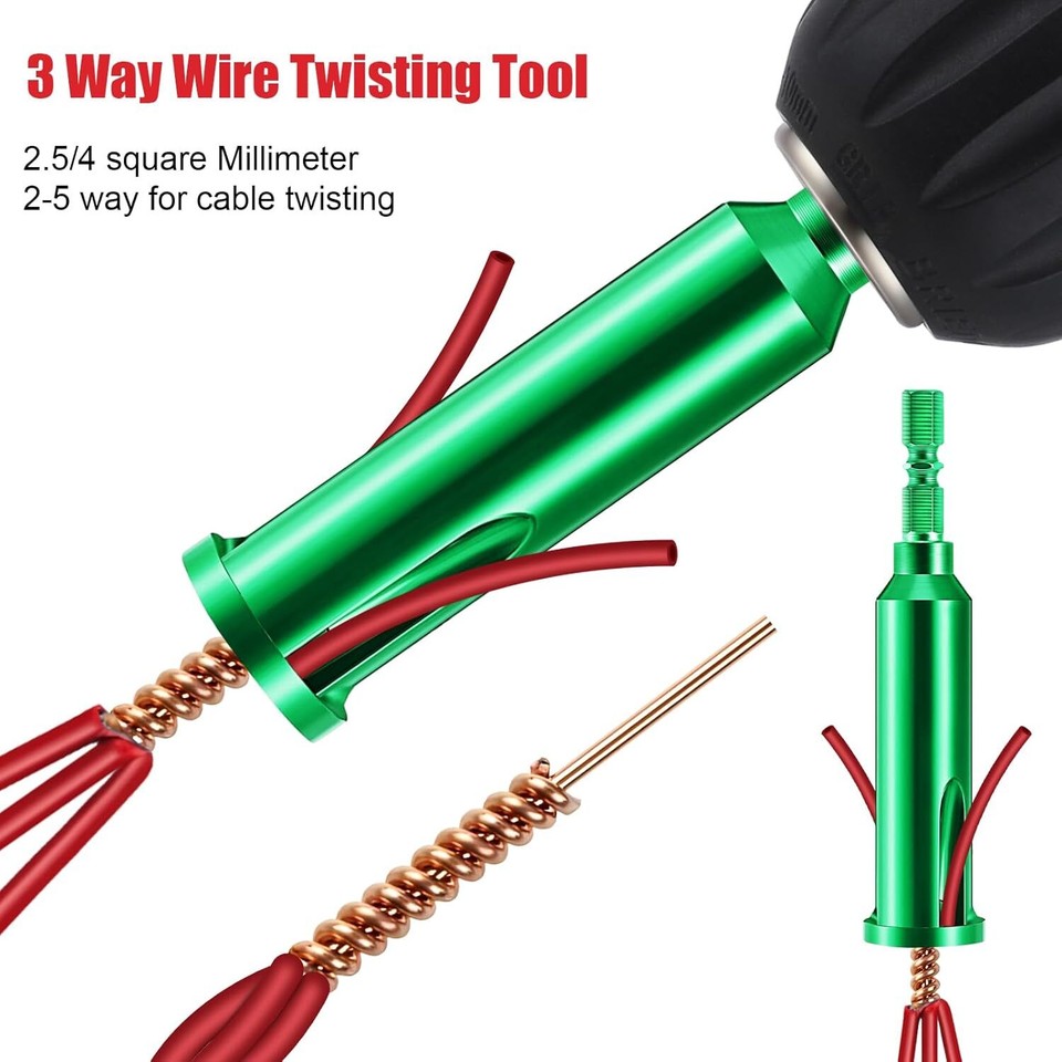 3x Wire Stripper Twister Cable Stripping Wire Cap Twisting Tool with 1/ ...
