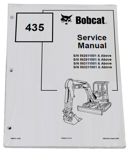 Bobcat 435 Compact Excavator Service Manual Shop Repair Book 1 Part ...