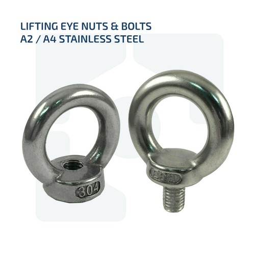 M10 LIFTING EYE BOLTS DIN 580 & EYE NUTS DIN 582 A2 / A4 STAINLESS ...