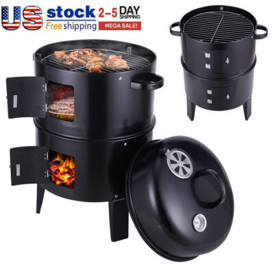 Charcoal Smoker Grill BBQ Roaster Steel 3IN1 Outdoor Cooking Roaster 2 ...