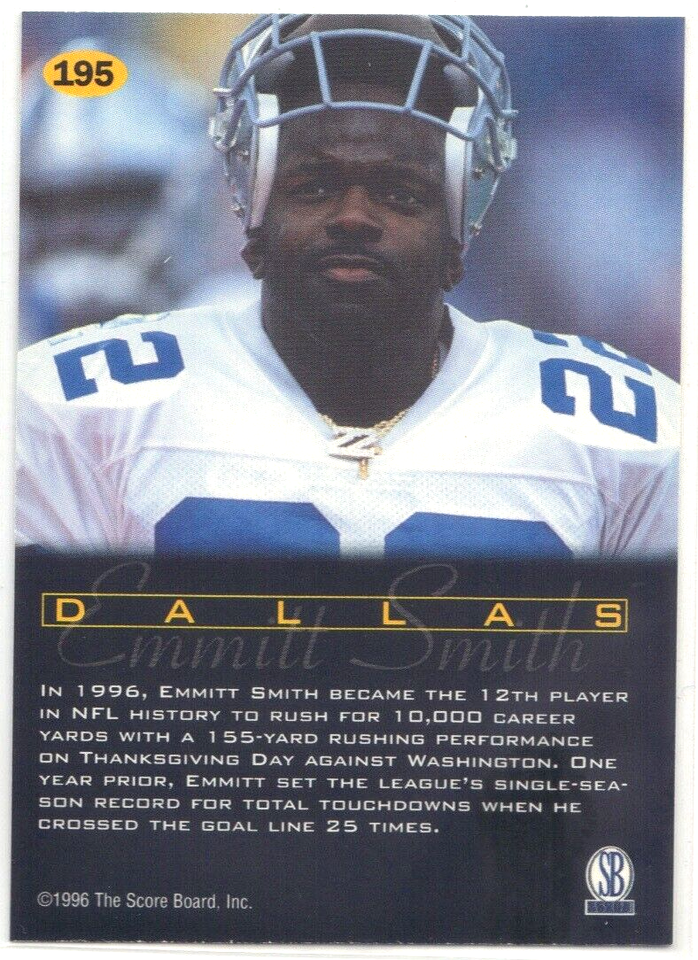 RB054 1996-97 Score Board All Sport PPF Gold #195 Emmitt Smith Dallas ...