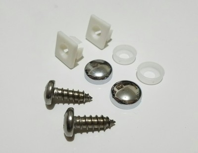 (2) License Plate Security Screw Cap Covers Inserts STAINLESS SCREWS ...