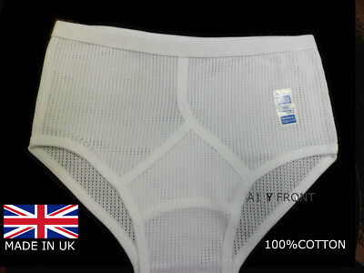 6, Mens White 100% Cotton Eyelet Y-Fronts -Airtex Breathable fancy net ...