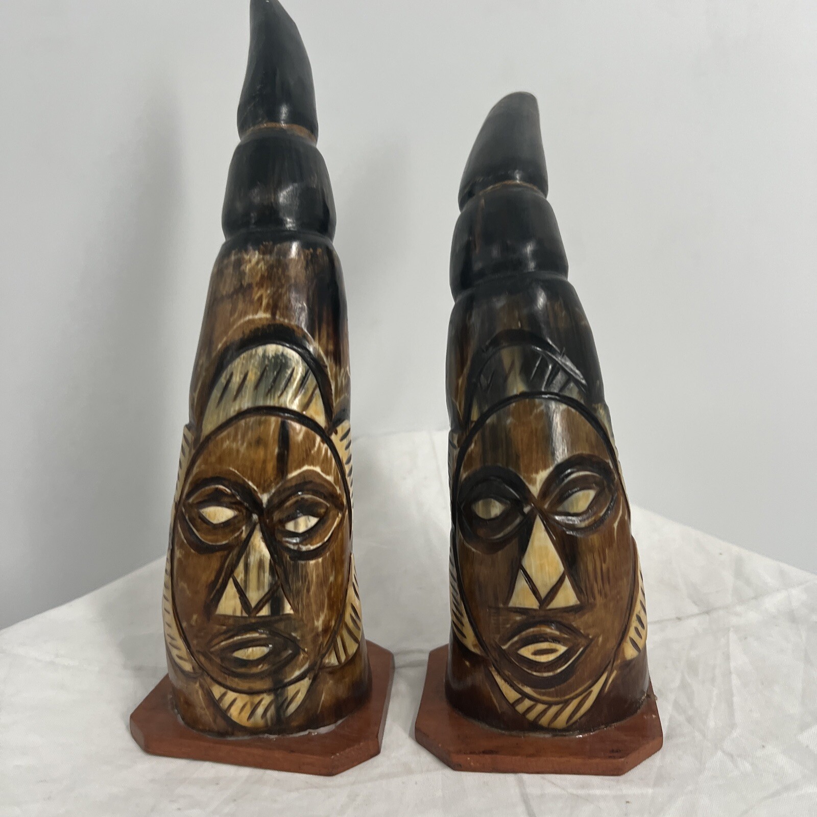 VTG Hand Crafted Hand Made Carved Black / Brown Tusks 10.5" | eBay