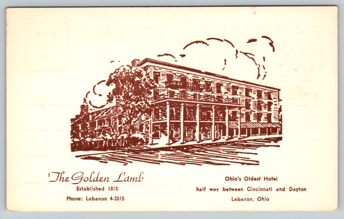 c1950s Golden Lamb Lebanon Ohio Sketch Art Hotel Vintage Postcard | eBay