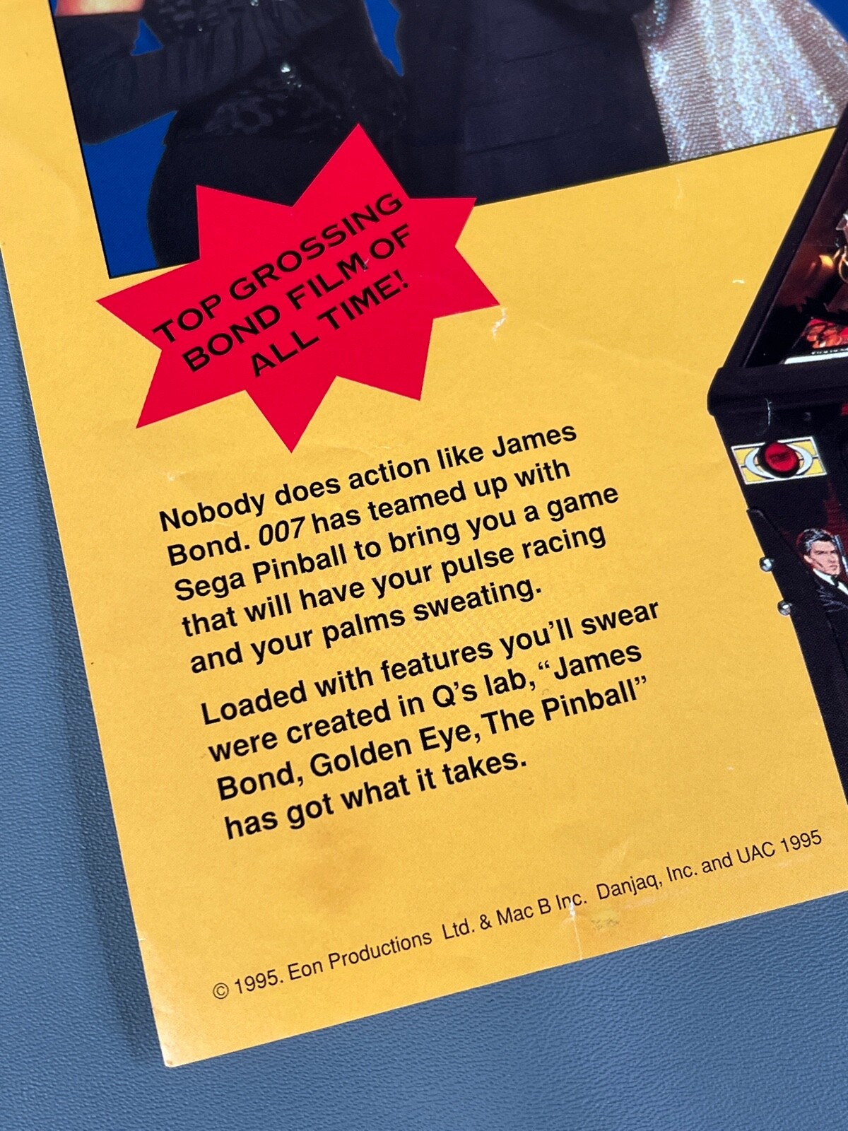 Goldeneye 007 Flyer New NOS PROMO Sega Pinball Machine Art Artwork ...