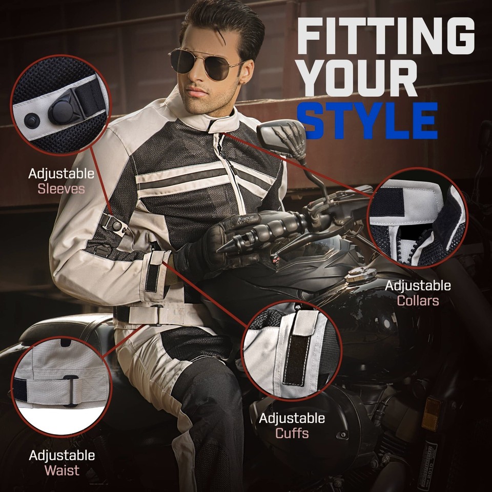 Men Motorcycle Jacket-CELevel1 Reflective-Lightweight Summer Biker ...