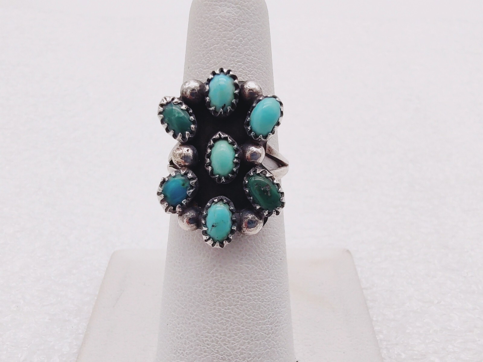 Vintage 1940's Zuni Turquoise Snake Eye Sterling Silv… - Gem