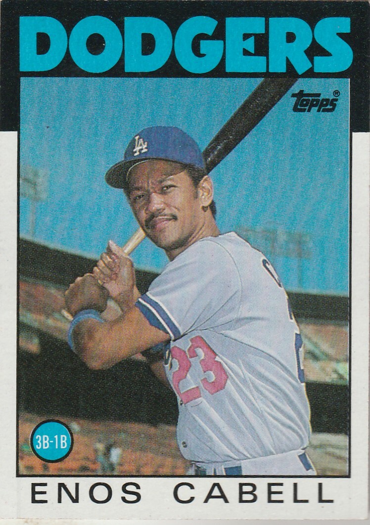 FREE SHIPPING-MINT-1986 Topps #197 Enos Cabell Dodgers PLUS BONUS CARDS ...