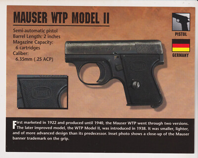 MAUSER WTP MODEL II Germany Pistol Hand Gun Atlas Classic Firearms ...