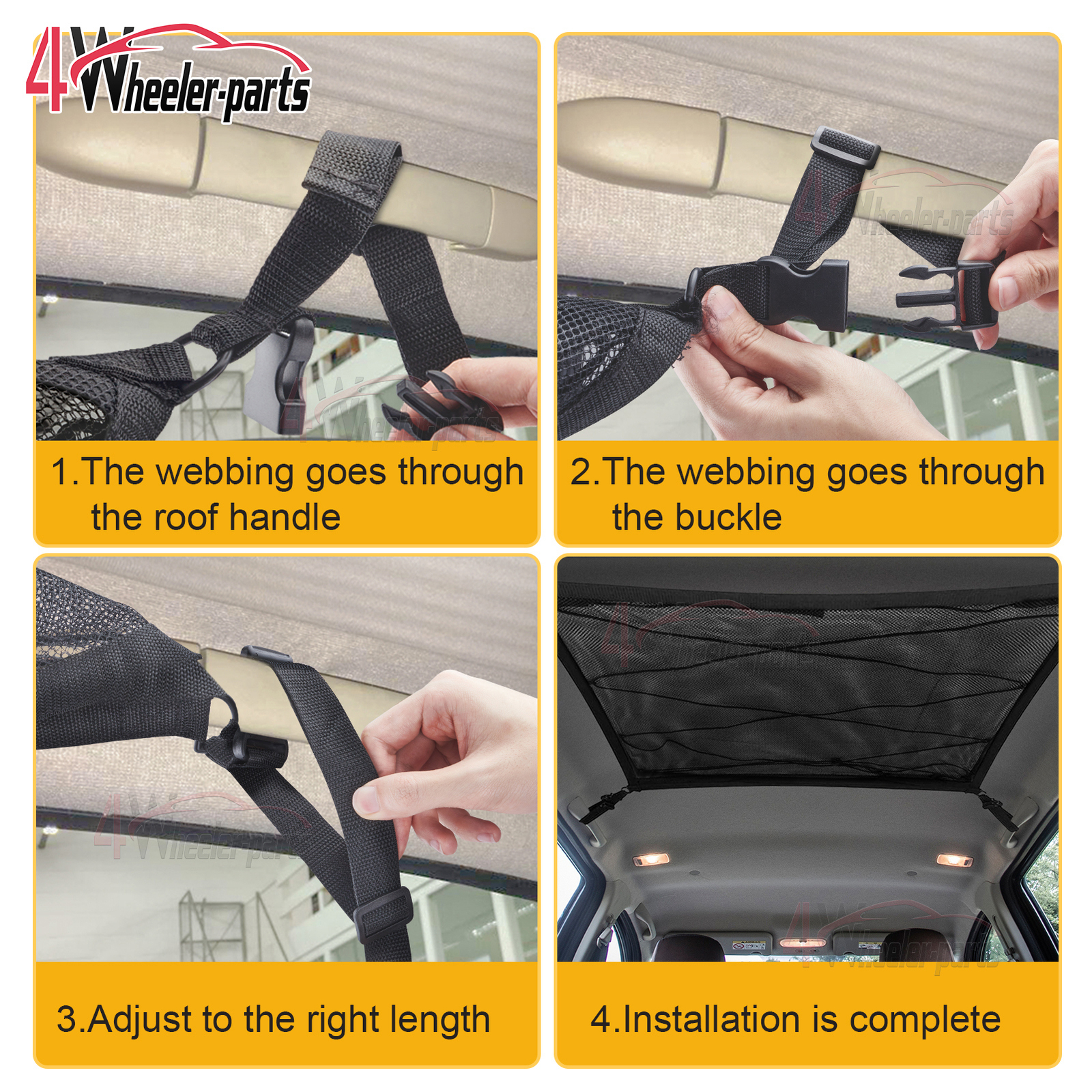 For Jeep Wrangler JK TJ Interior Roof Ceiling Cargo Net Mesh Storage ...