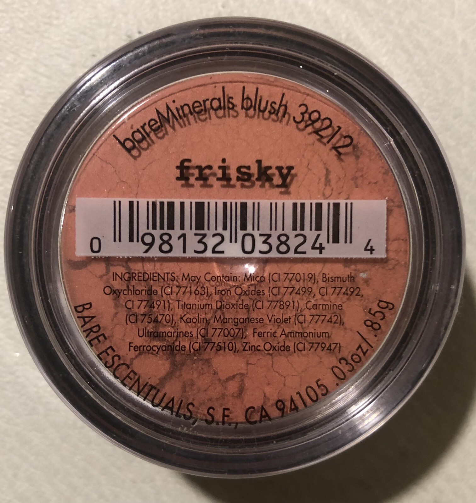 bareMinerals ~ FRISKY ~ Blush .85g Full Size ~DISCONTINUED~ Sealed ...