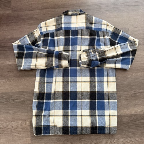 Pendleton Board Shirt Mens Small Blue White Gold Plaid Button Up Loop ...
