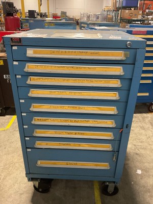 LYON WHEELED STORAGE CABINET TOOL BOX 9-DRAWER 30 X 28 X 52 STEEL BLUE ...