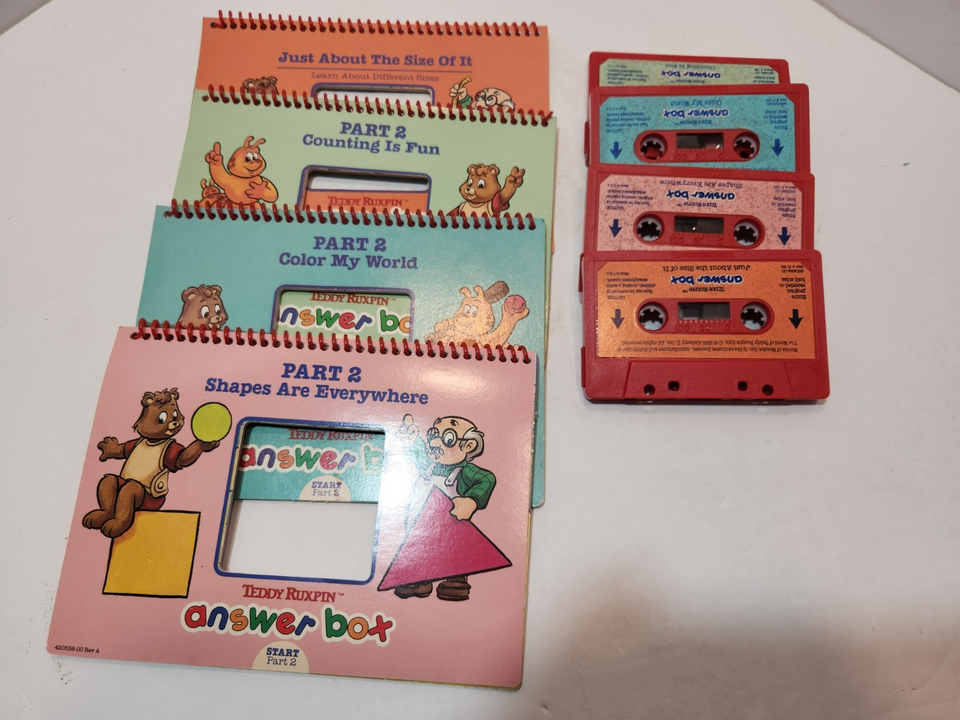 Vintage 1988 Teddy Ruxpin Picture Show Answer Box w/4 Books and Tapes ...