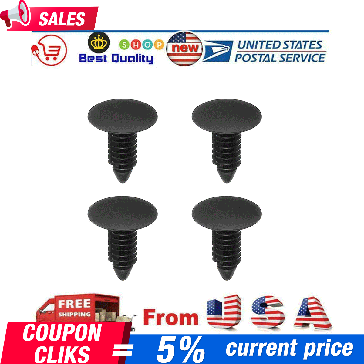 Black 6-7mm Hole, Set of 4: Plugs for Bumper Front License Plate Holes ...