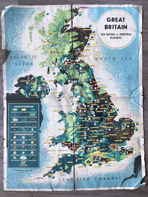 Great Britain Her Natural And Industrial Resources Map (1940s) | eBay