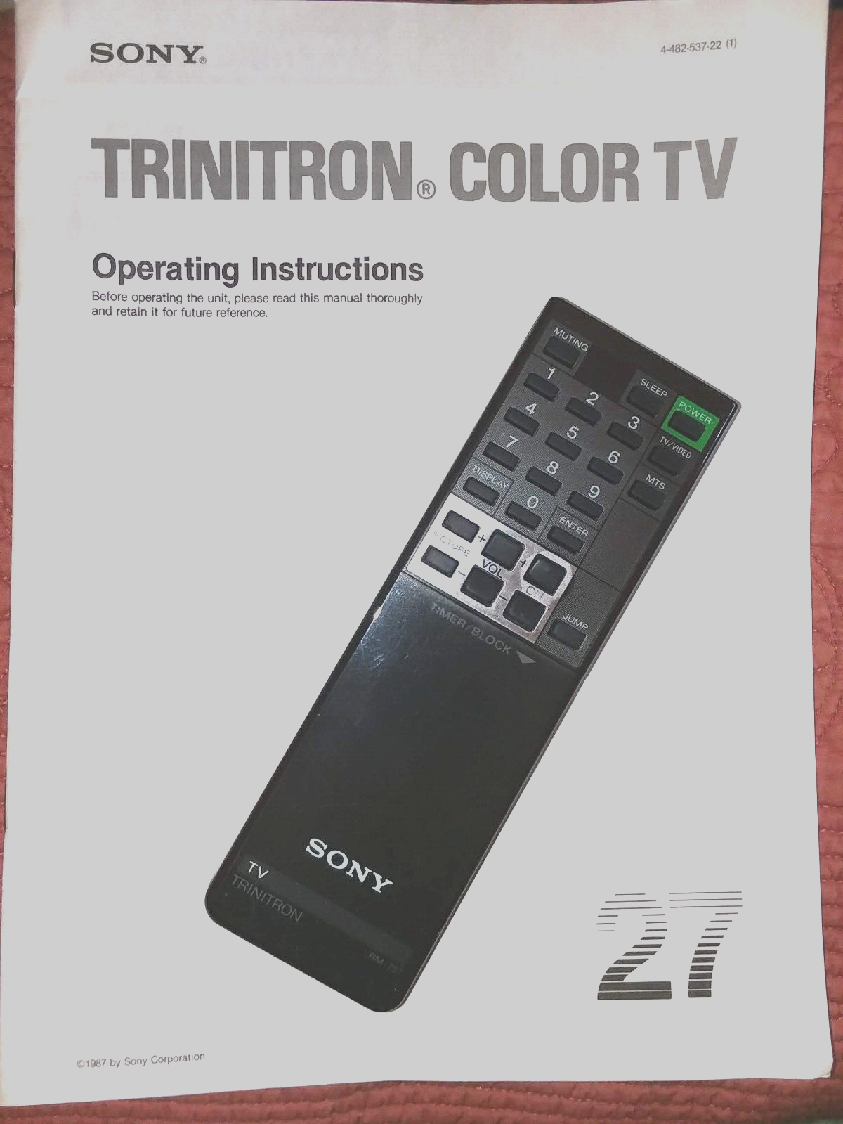 Sony RM-757 Trinitron TV Remote OEM Tested Powers On + Instruction ...