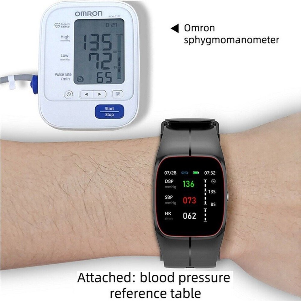 Air Pump Blood Pressure Monitor Medical Grade Smartwatch Heart Rate ...