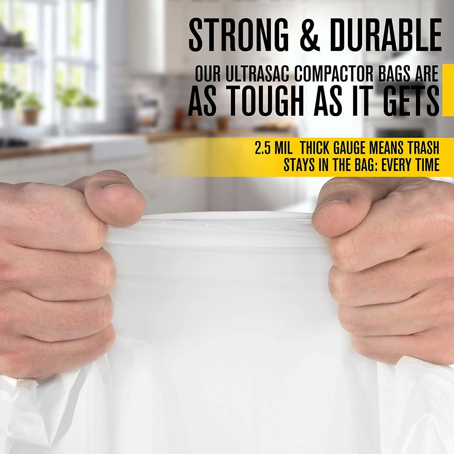 Ultrasac Trash Compactor Bags 40 Pack With Ties 18 Gallon for 15 Inch ...