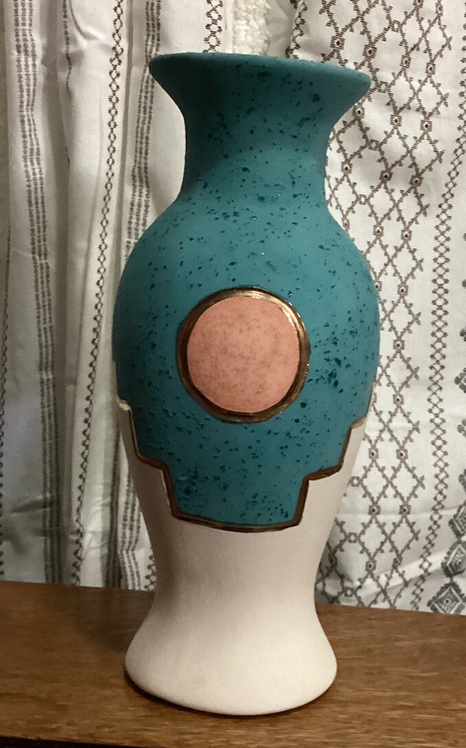 KOPA Pottery AZTEC PASTEL Design 22K Gold Vase Mesa Arizona 10” Tall | eBay
