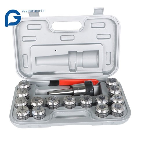 17Pcs MT3 ER-40 Set Spring Collet Chuck 1/2"-13 Thread Set 0.015" With ...