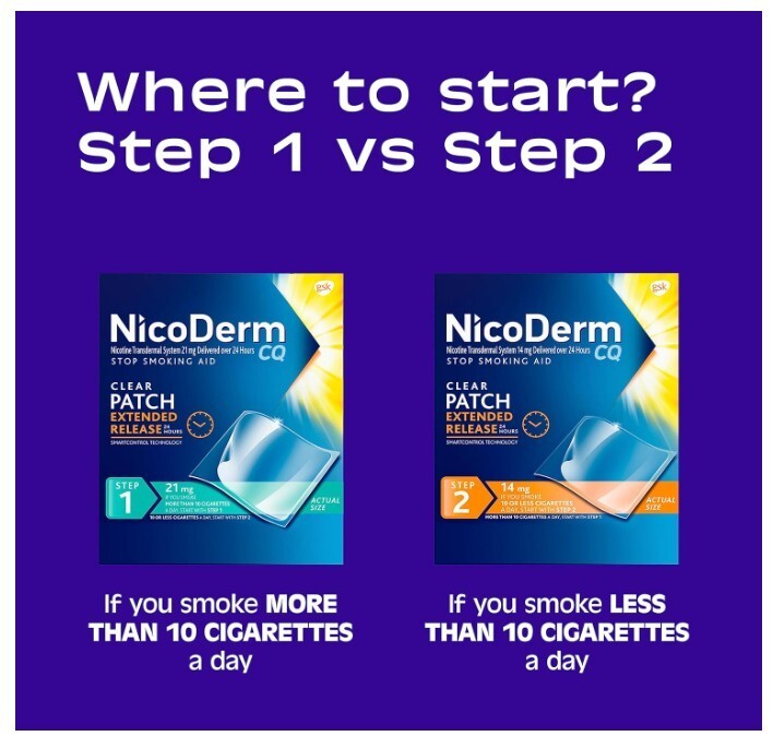 NicoDerm CQ Step One Nicotine Patches to Quit Smoking, 21 mg 14 patches ...