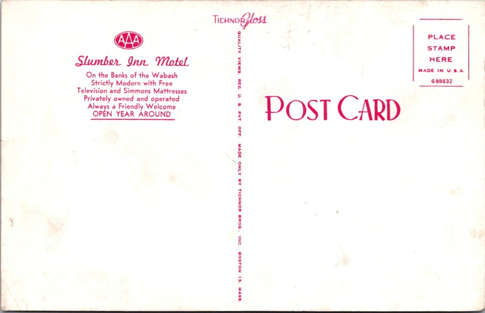 MARKLE, INDIANA - SLUMBER INN ROADSIDE MOTEL - VINTAGE POSTCARD | eBay