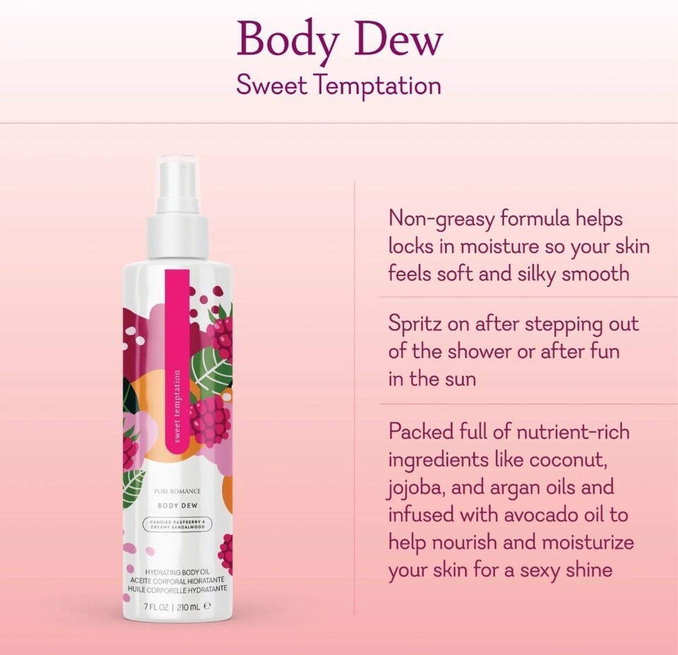 Pure Romance- Body Dew- Hydrating Body Oil- Sweet Temptation- new and ...